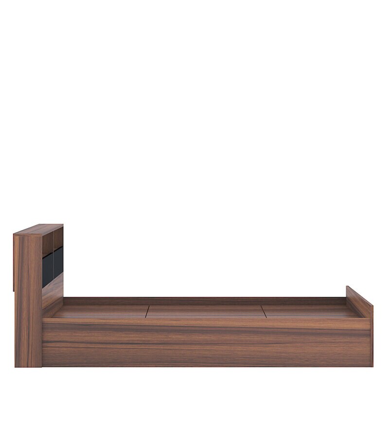 Buy Alex Plus Queen Size Bed with Box Storage in Walnut Colour by ...