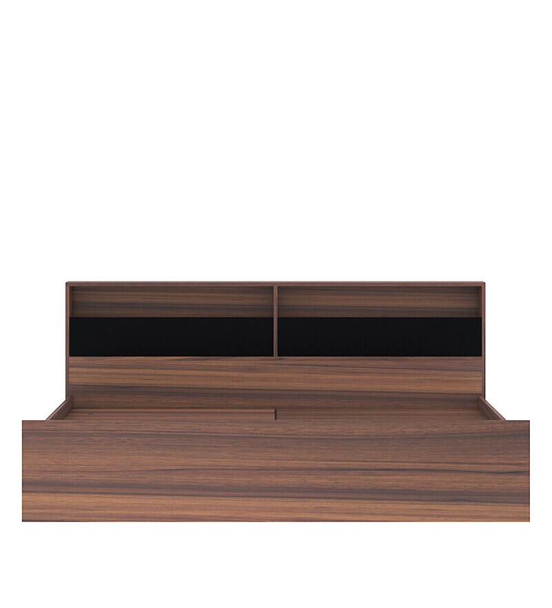 Buy Alex Plus Queen Size Bed with Box Storage in Walnut Colour by ...