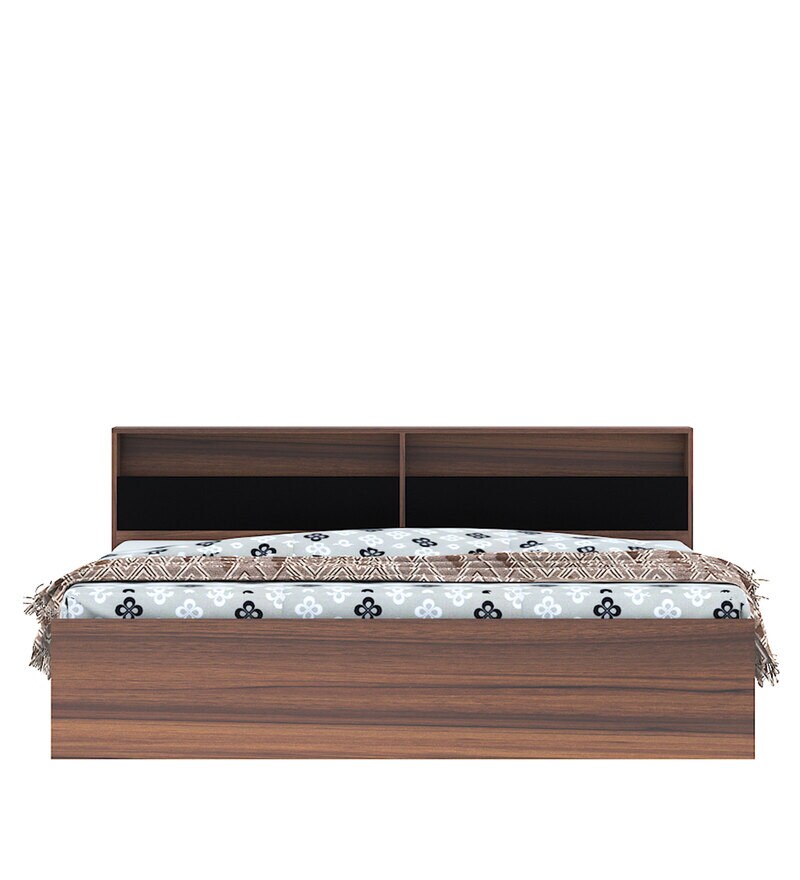 Buy Alex Plus Queen Size Bed with Box Storage in Walnut Colour by ...
