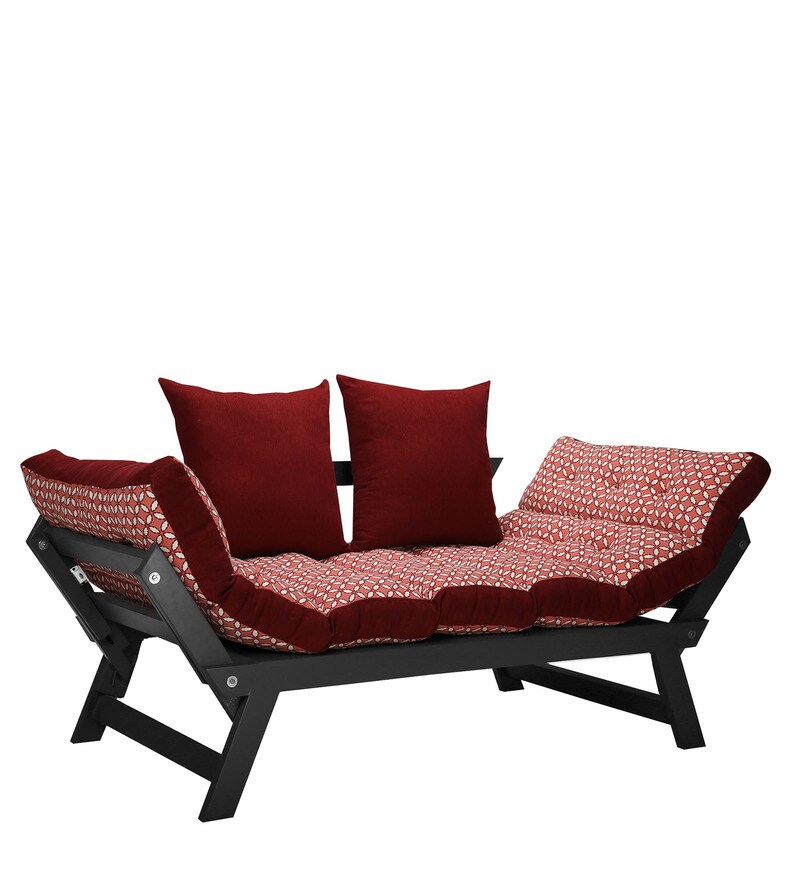 Buy Alexa Double Futon Sofa Cum Bed in Red Four Leaf Colour by ARRA ...