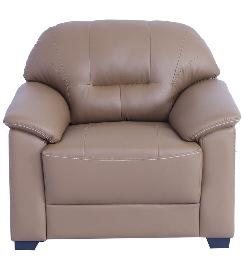 Buy Croma Leatherette 1 Seater Sofa in Tan Brown Colour by Muebles Casa ...