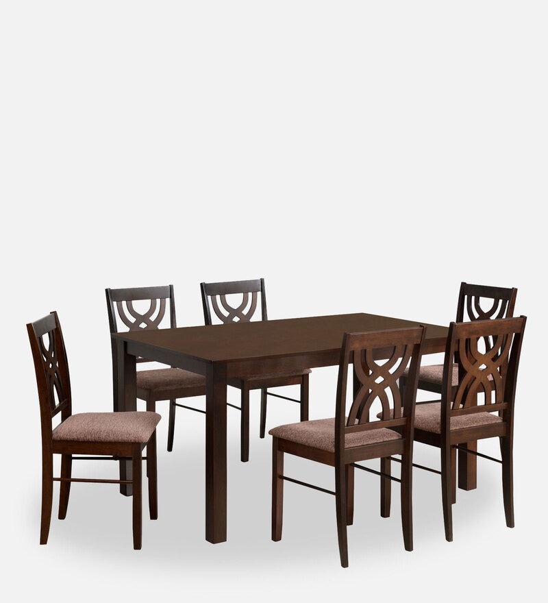 Buy Alice Solid Wood 6 Seater Dining Set in Antique Cherry Finish by ...