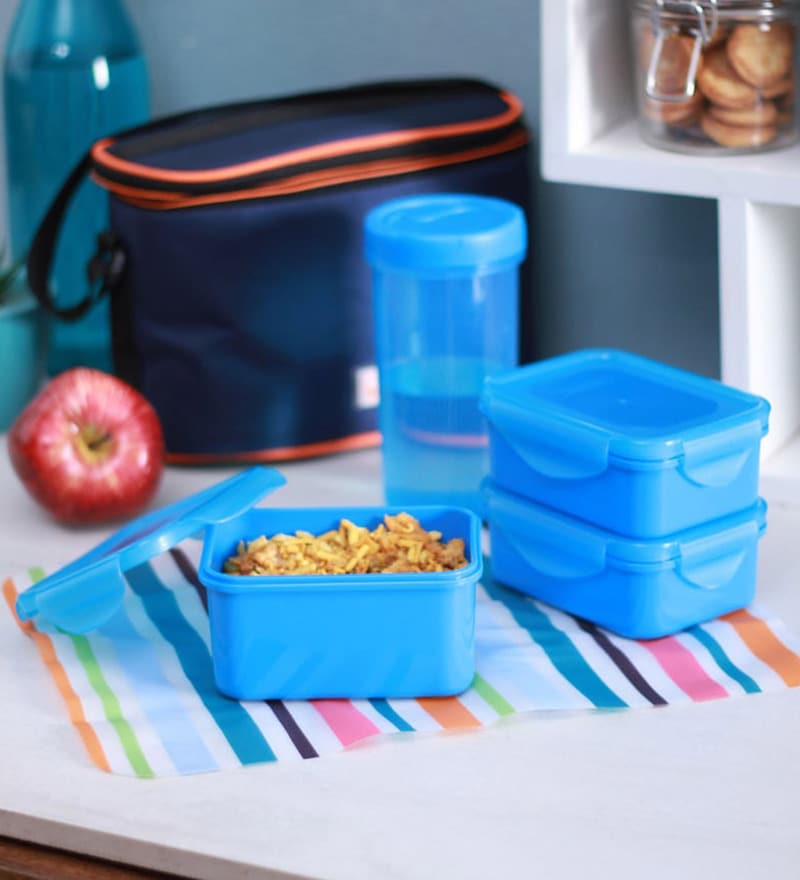 Buy All Time 9401 Food Gear Blue Plastic Lunch Box - Set of 4 Online ...