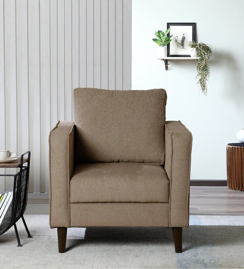 Buy Allison Fabric 1 Seater Sofa In Sandy Brown Colour By Casacraft ...