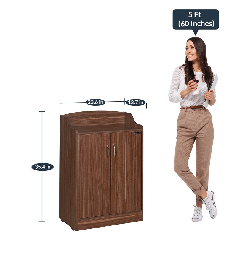 Buy Alpine 2 Door Shoe Cabinet in Walnut Finish By Nilkamal Online ...