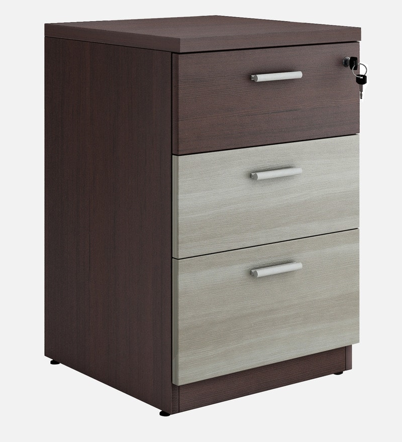 Buy Alston 3 Drawer Pedestal In Balliness Pine & Cloud Ash Finish With ...