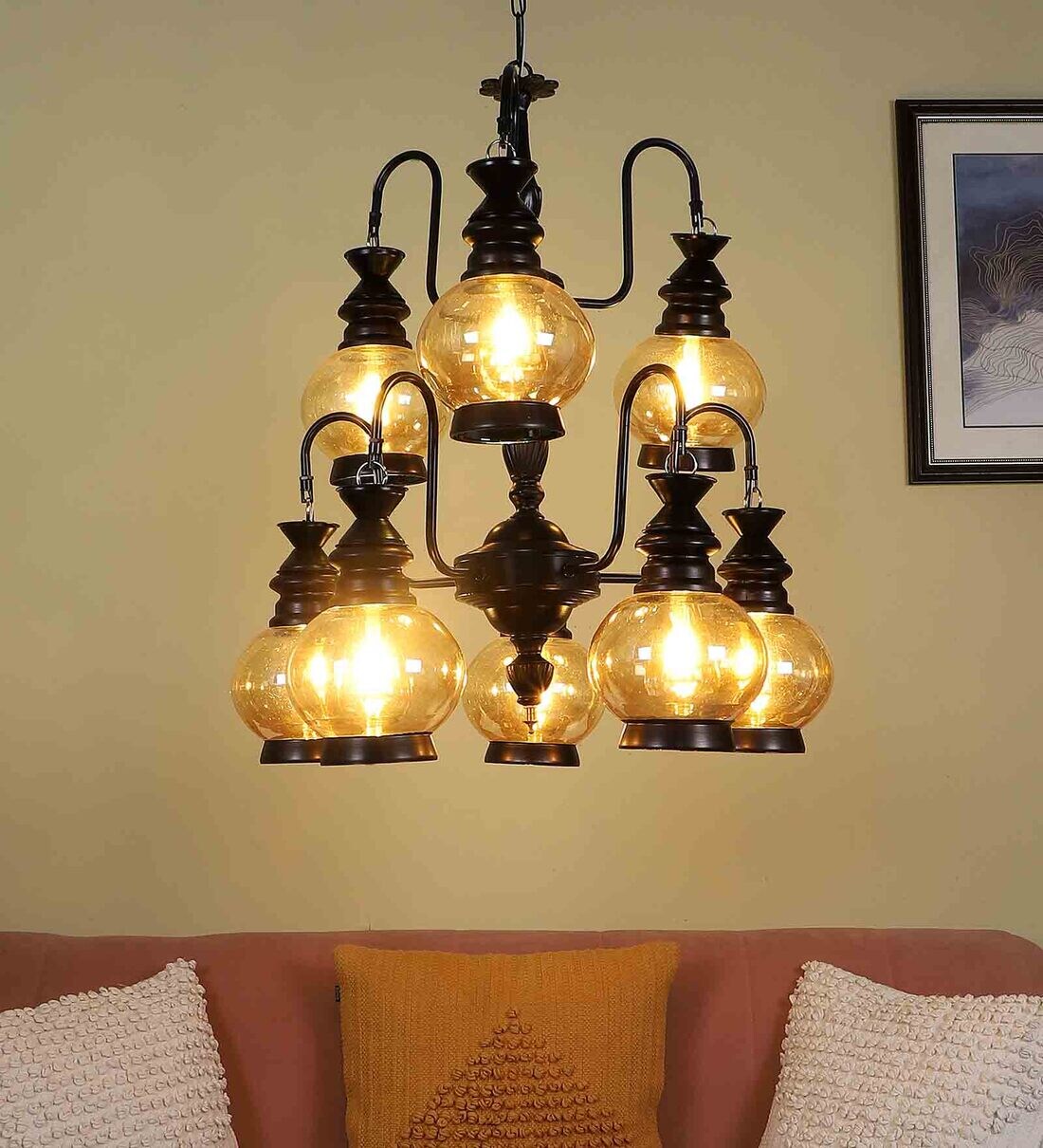 Buy Amber Black Iron Chandelier at 39% OFF by DecorativeRay | Pepperfry
