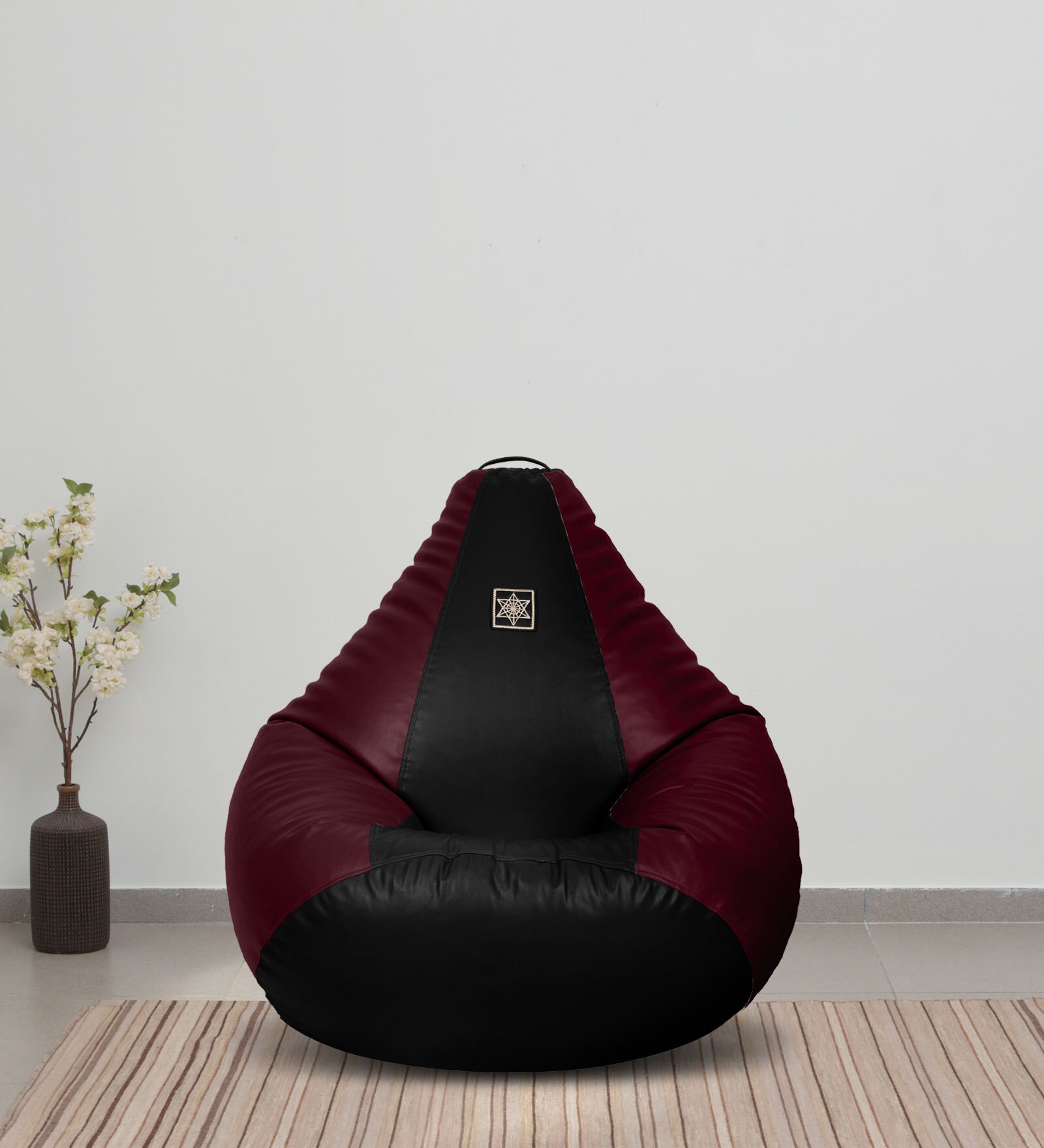 Buy Amazing XL Leatherette Bean Bag Cover in Black & Maroon Colour at ...