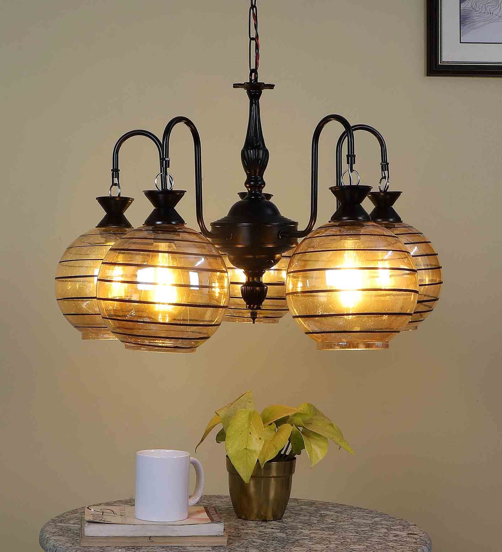 Buy Amber Black Iron Chandelier at 55% OFF by DecorativeRay | Pepperfry
