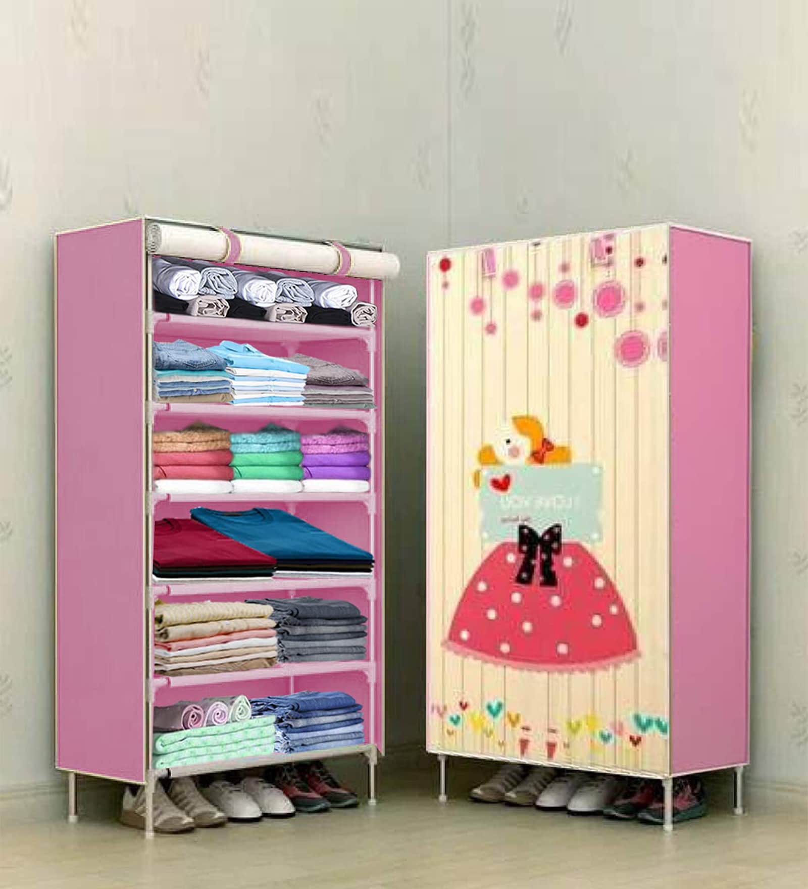 Buy Amber Fabric Open Shoe Rack in Baby Pink Finish at 70% OFF by Aysis ...