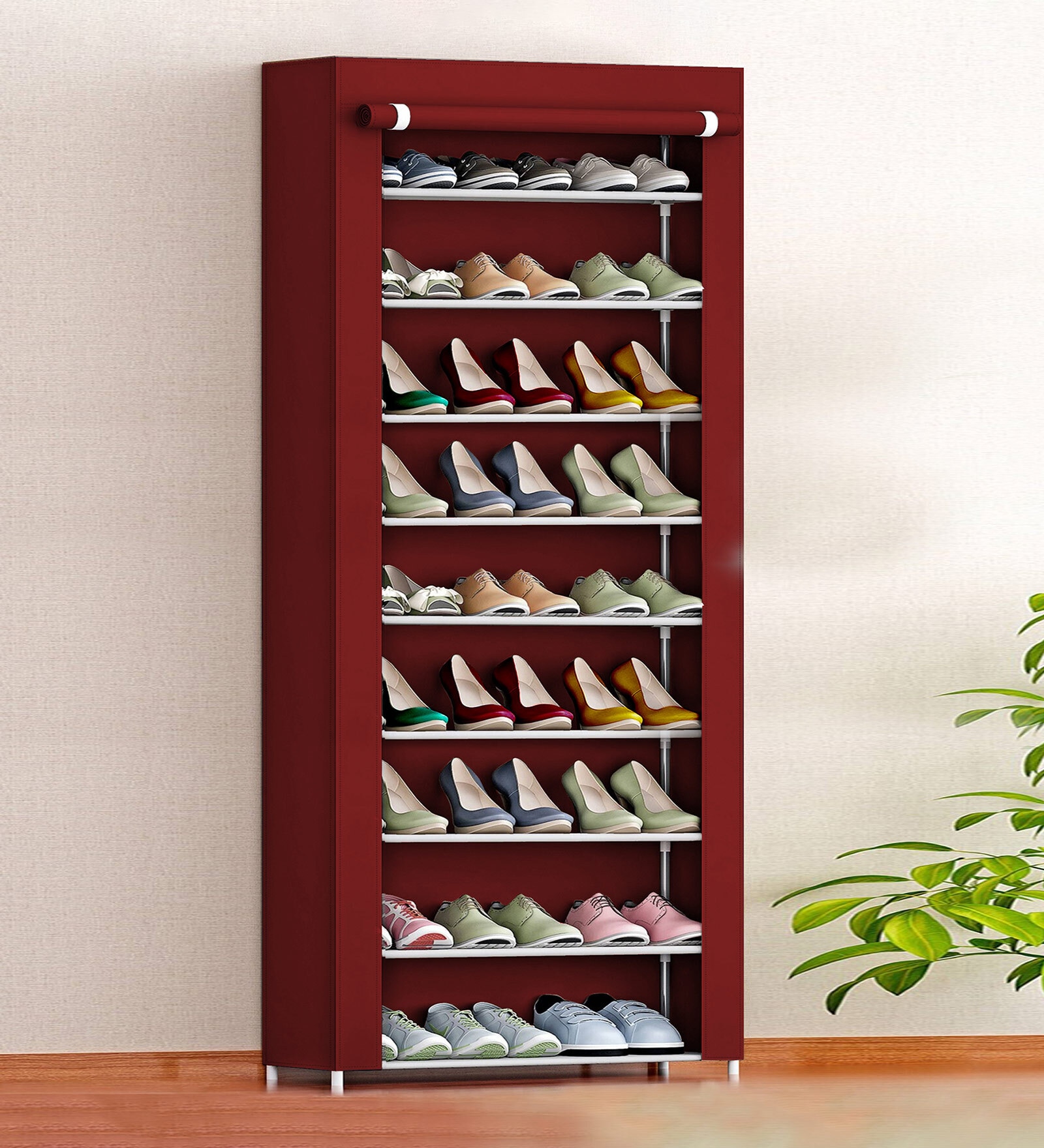Buy Amber Fabric Open Shoe Rack in Maroon Finish at 70% OFF by Aysis ...