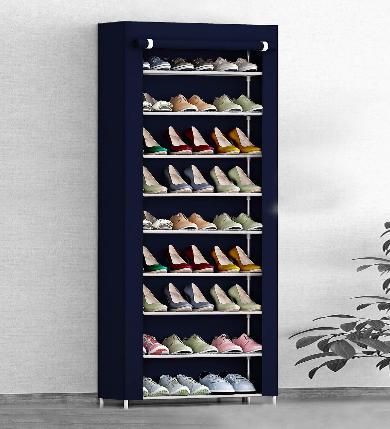 Buy Amber Fabric Open Shoe Rack in Navyblue Colour at 70% OFF by Aysis ...