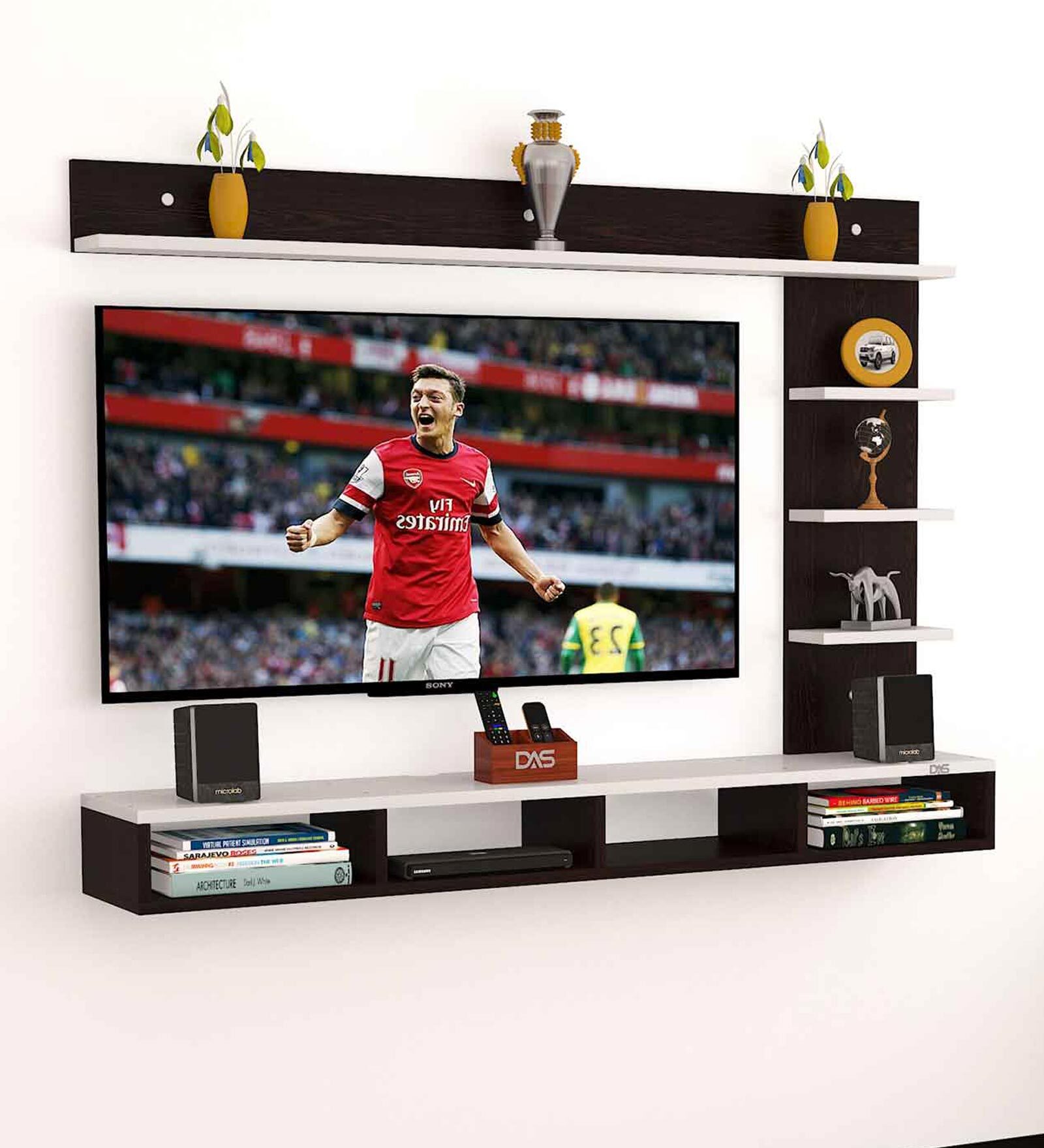 Buy Ambience TV Unit in Flowery Wenge & Frosty White Finish for TVs up ...