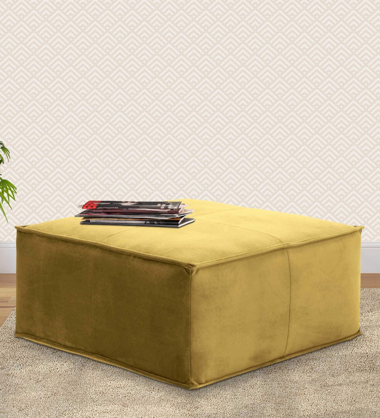 Buy Amma Square Pouffe in Prime Daisy Yellow Colour at 100% OFF by Expressionist by mohanbir ...