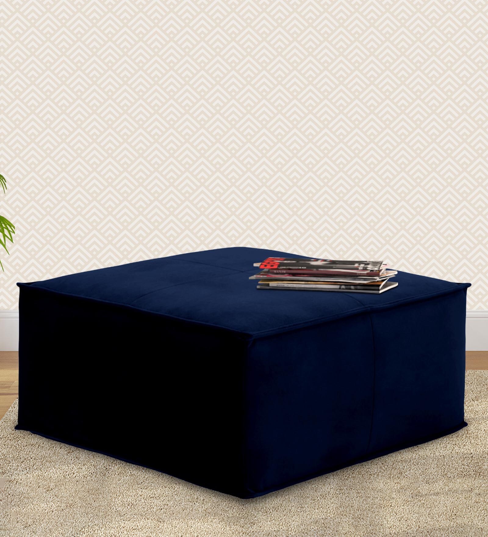 Buy Amma Square Pouffe in Royal Navy Blue Colour at 100% OFF by Expressionist by mohanbir ...
