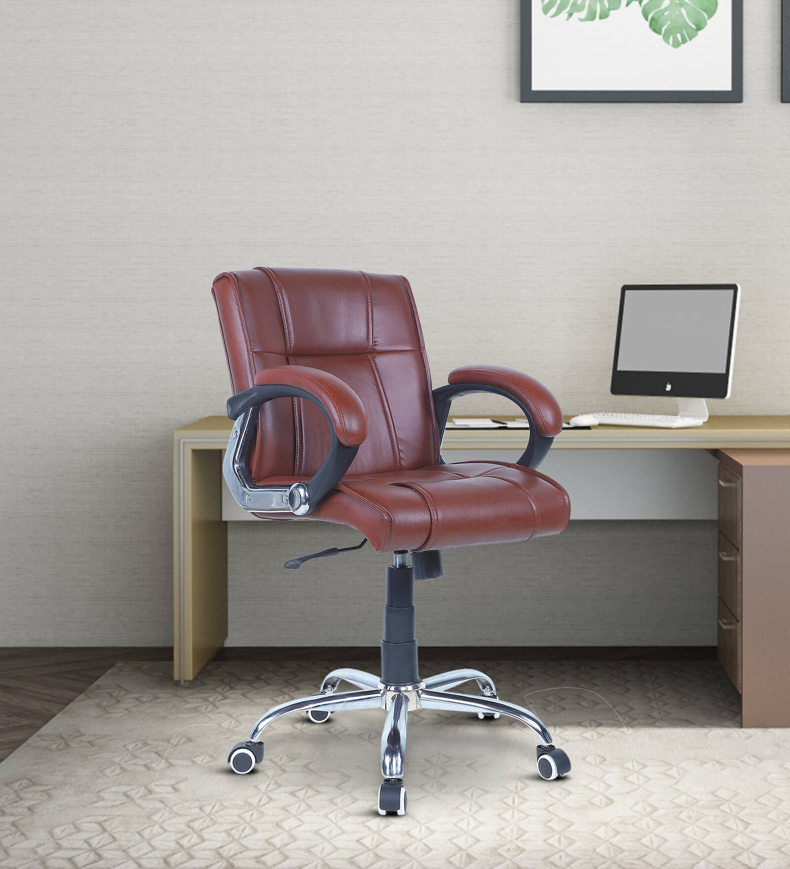Buy Ammoreavolea Mid Back Executive Chair In Maroon Colour at 44% OFF ...