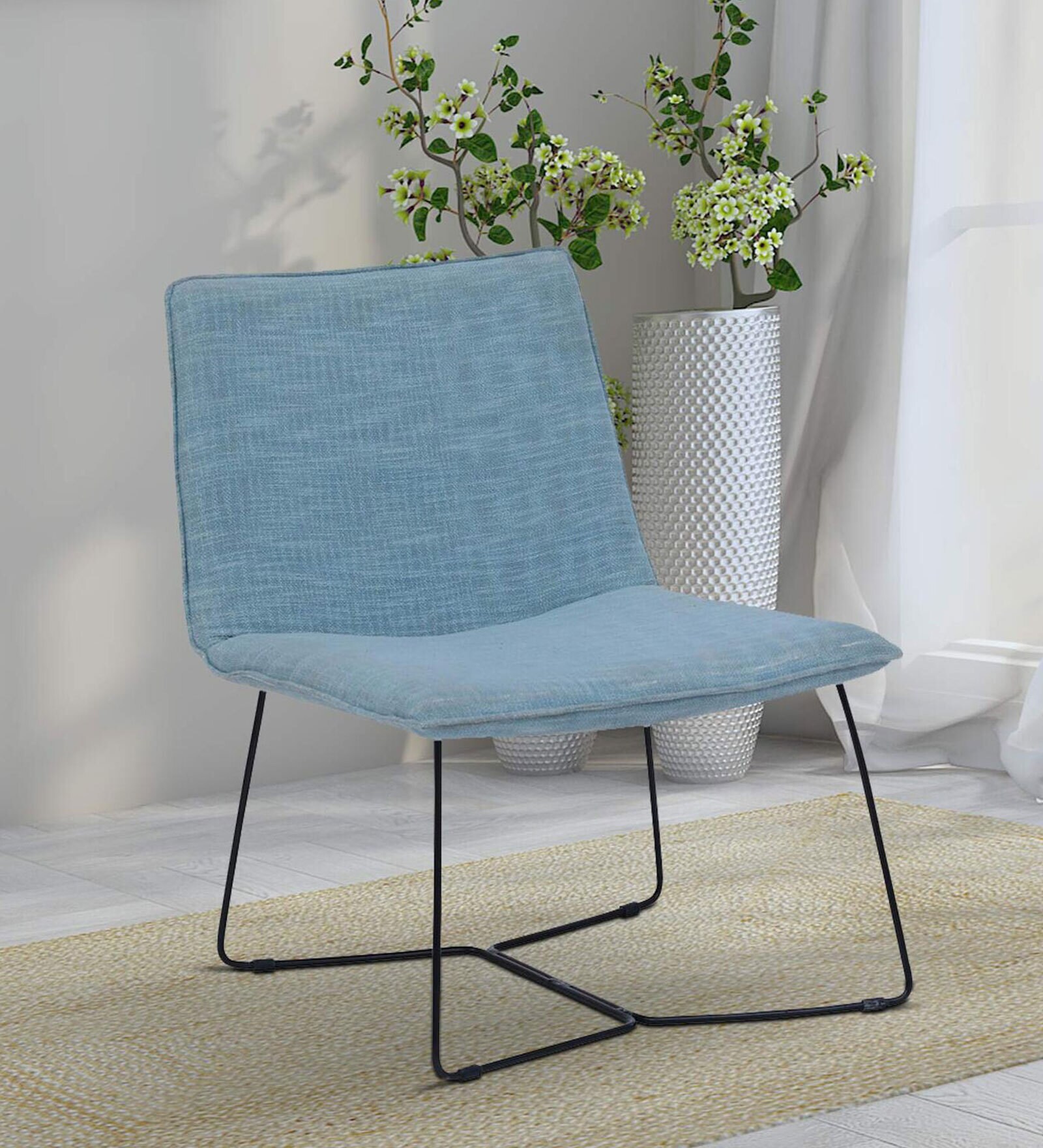 Buy Amora Fabric Dining Chair In Sky Blue Colour at 8% OFF by Casacraft ...