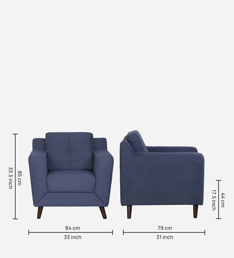 Buy Amanda Fabric 1 Seater Sofa In Navy Blue Colour By Casacraft Online ...