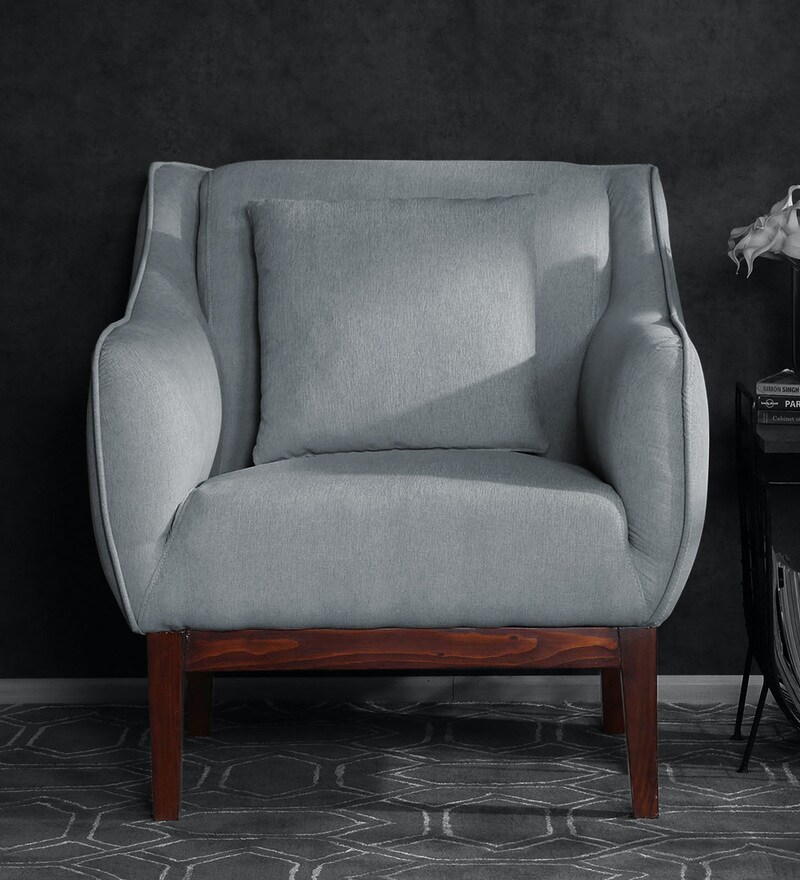 Buy Amelia Fabric 1 Seater Sofa In Ash Grey Colour By Casacraft Online ...