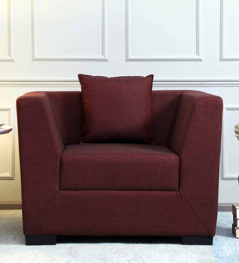 Buy Amida 1 Seater Sofa In Red Colour By Mintwud Online - Bucket 1 ...