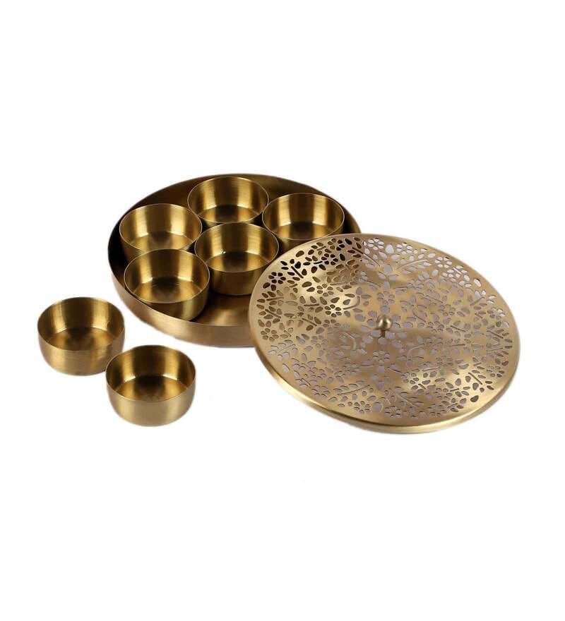 Buy Amroha Amber Brass Spice Box by Courtyard Online - Spice Boxes ...