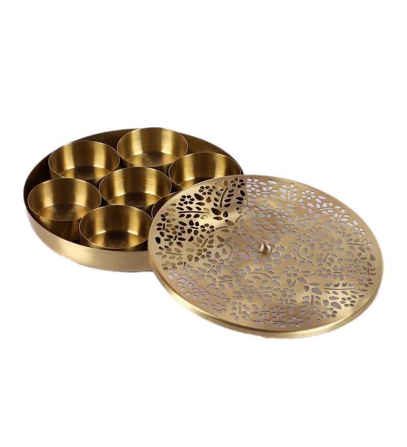 Buy Amroha Amber Brass Spice Box by Courtyard Online - Spice Boxes ...