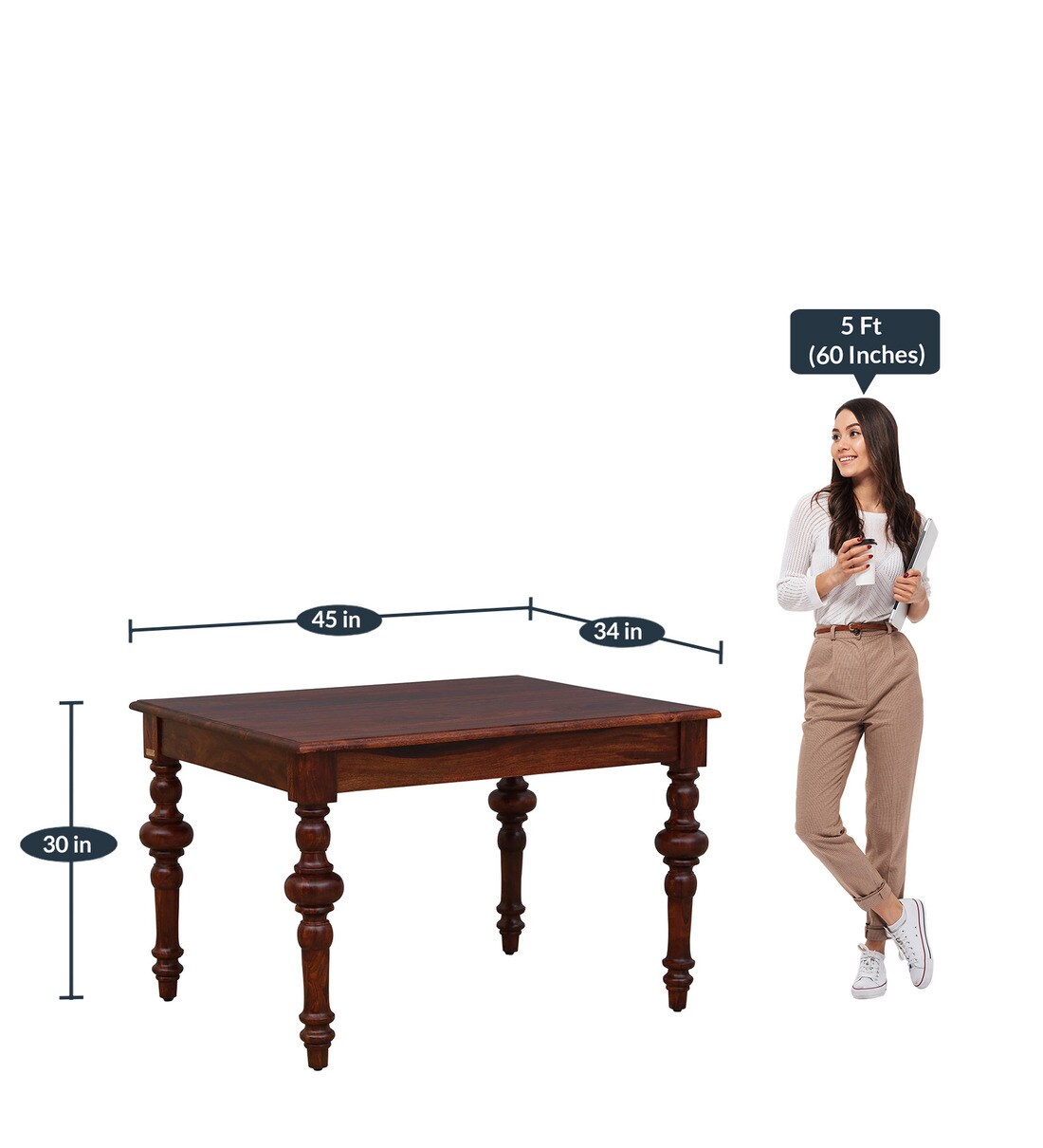 Buy Anika Sheesham Wood 4 Seater Dining Set In Honey Oak Finish Online ...