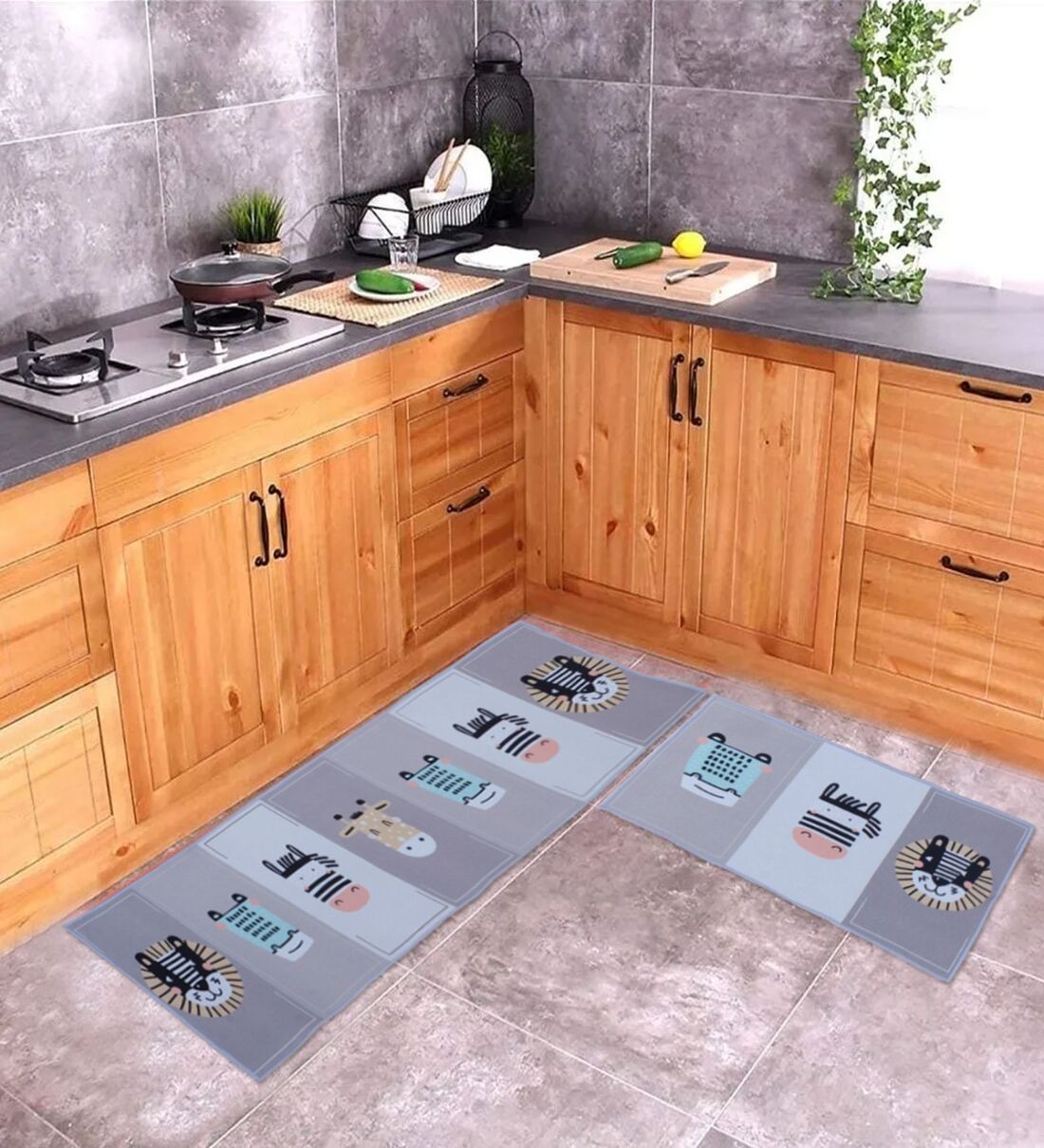 Buy Animal Farm Grey Colour (Set of 2) Nylon Floor Mat by A Vintage ...