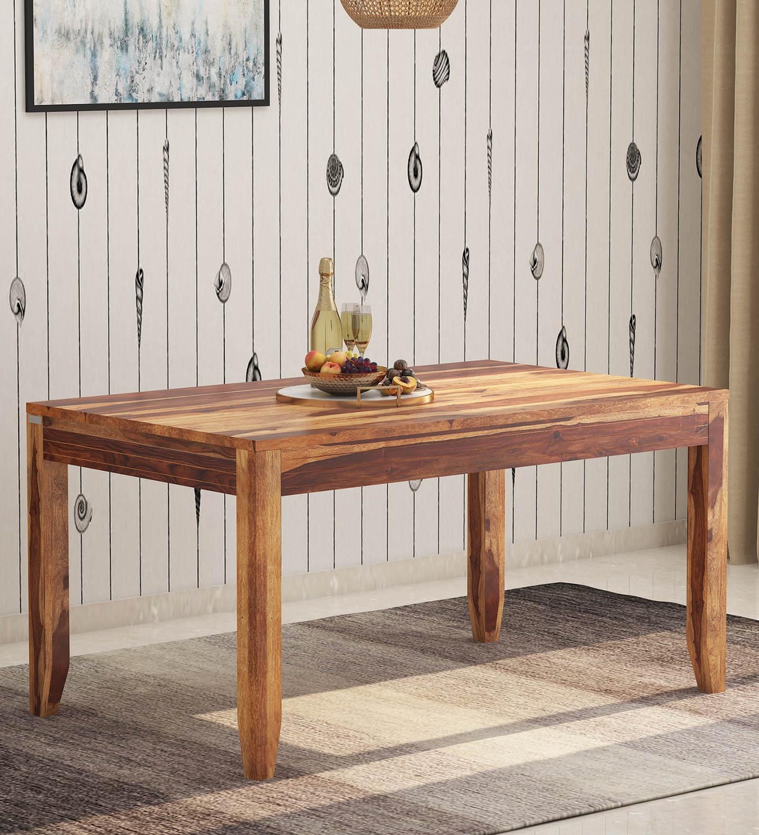 Buy Anitz Solid Wood 6 Seater Dining Table in Rustic Teak Finish Online ...