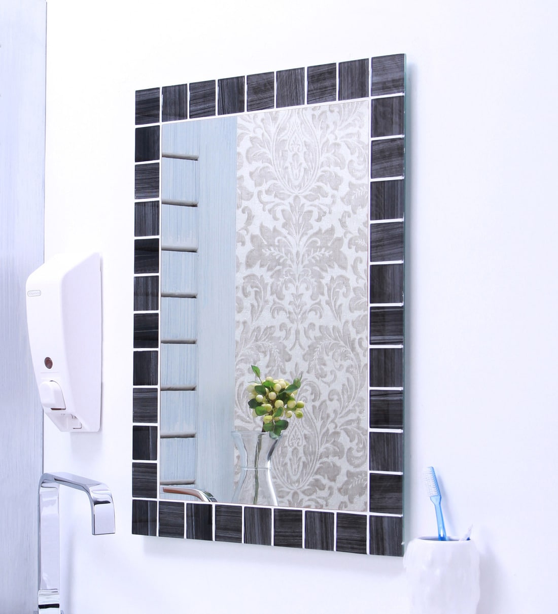 Buy Ankur Bathfitt Glass Tukdi Black Bathroom Mirror Online - Mirrors ...
