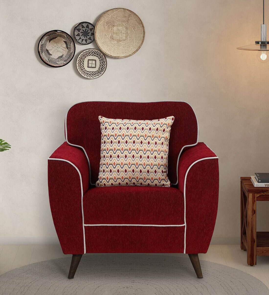 Buy Anniston Fabric 1 Seater Sofa In Rust Red Colour Online - Lawson 1 ...