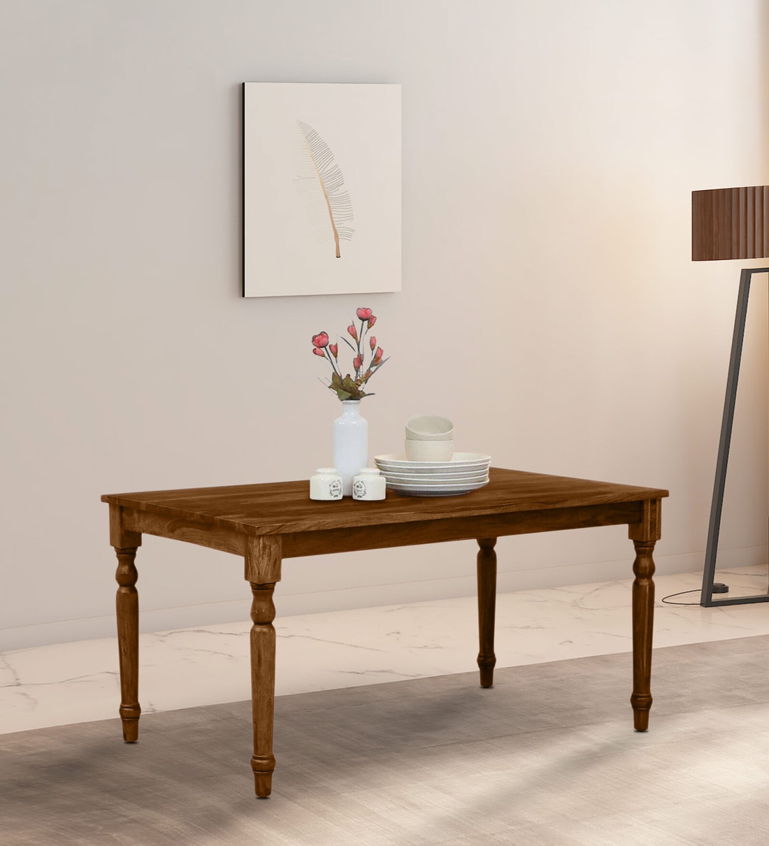 Buy Antara Sheesham Wood 6 Seater Dining Table in Scratch Resistant ...