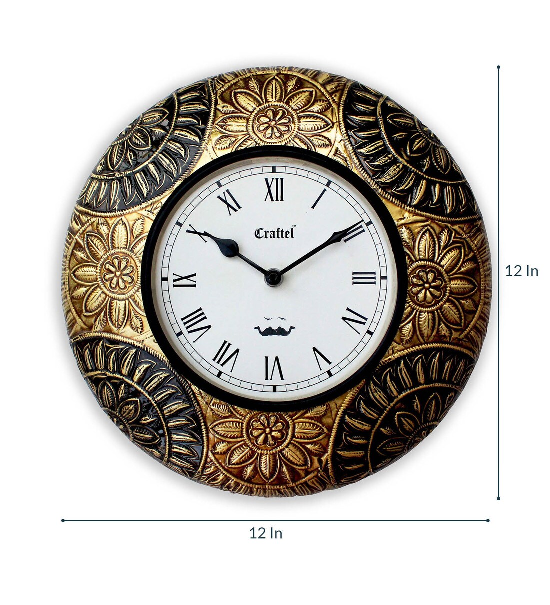 Buy Gold Brass Analog Wall Clock by Craftel Online - Traditional Wall ...