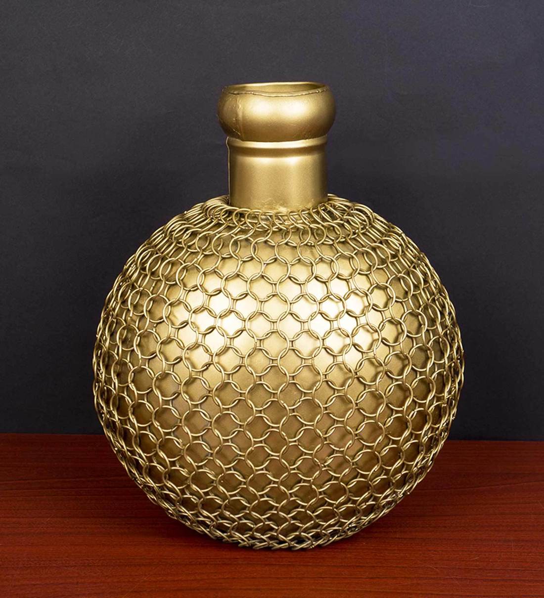 Buy Antique Gold Color Iron Small Size Showpiece Pot By Golden Peacock ...