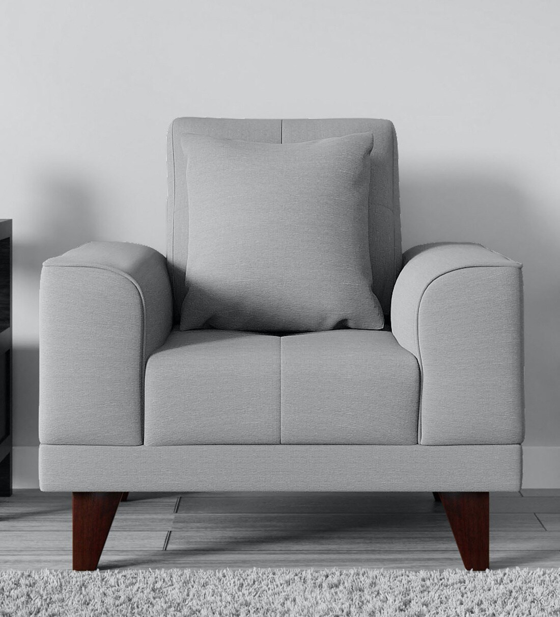 Buy Antonio Fabric 1 Seater Sofa In Ash Grey Colour By Woodsworth ...