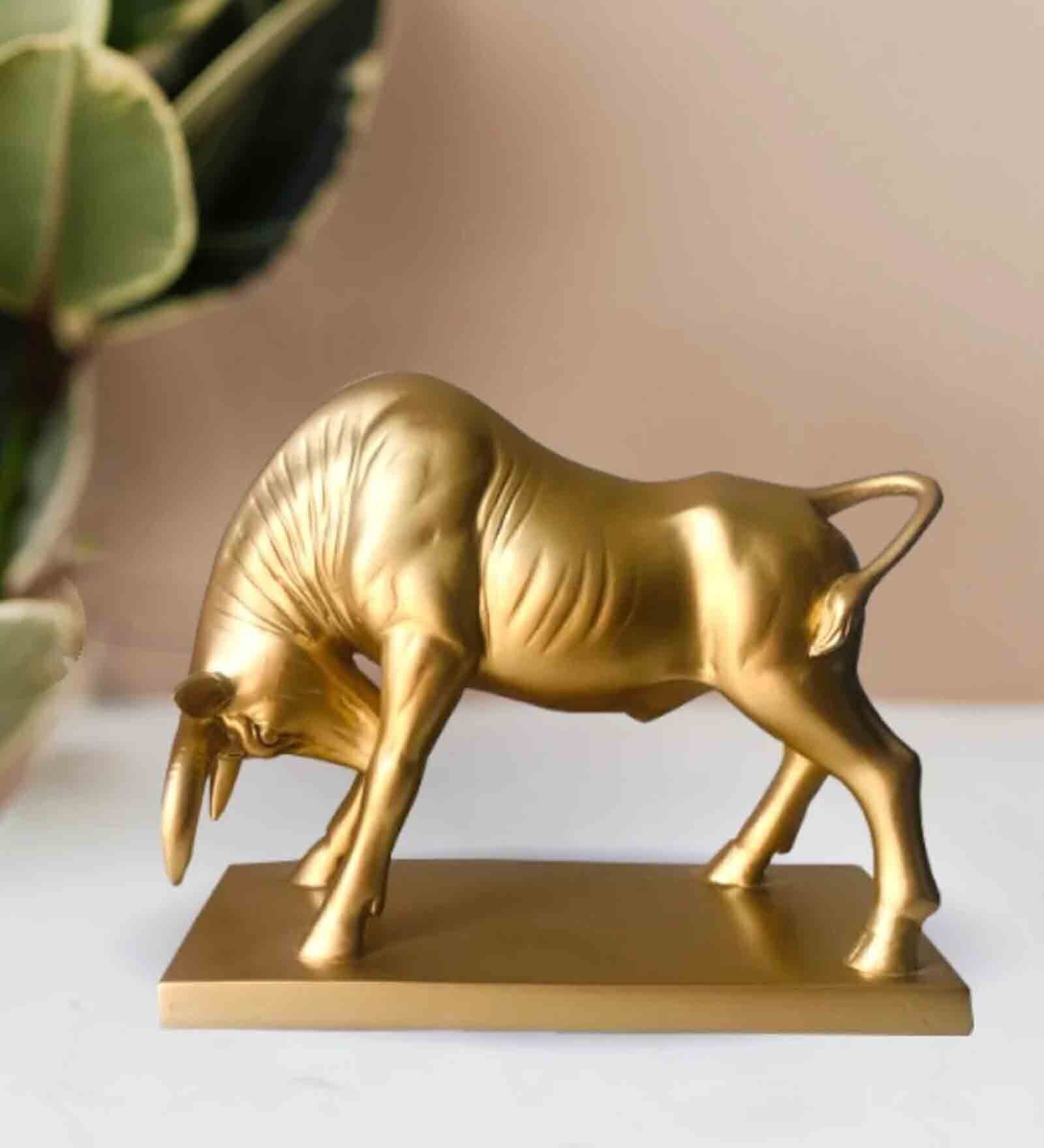Buy Angry Bull Gold Polyresin Figurine at 41% OFF by TheKarak | Pepperfry