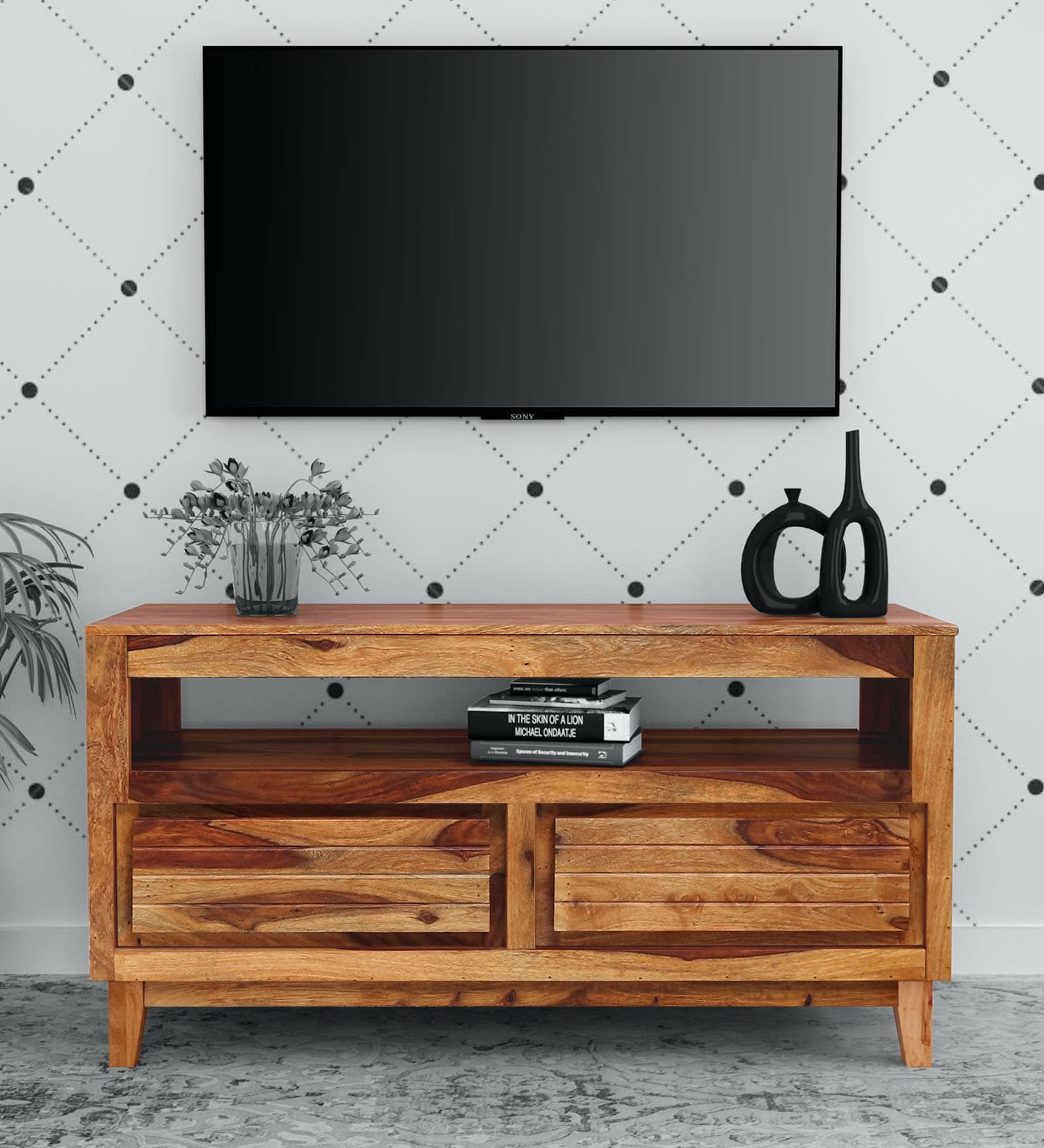 Buy Anitz Solid Wood TV Console in Warm Walnut Finish at 2% OFF by ...