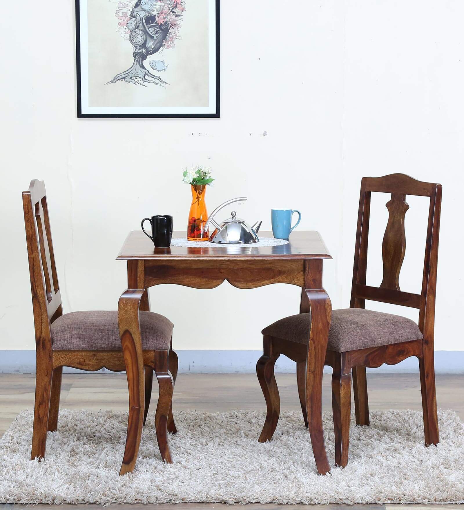 Buy Anne Solid Wood Two Seater Dining Set in Provincial Teak Finish at ...