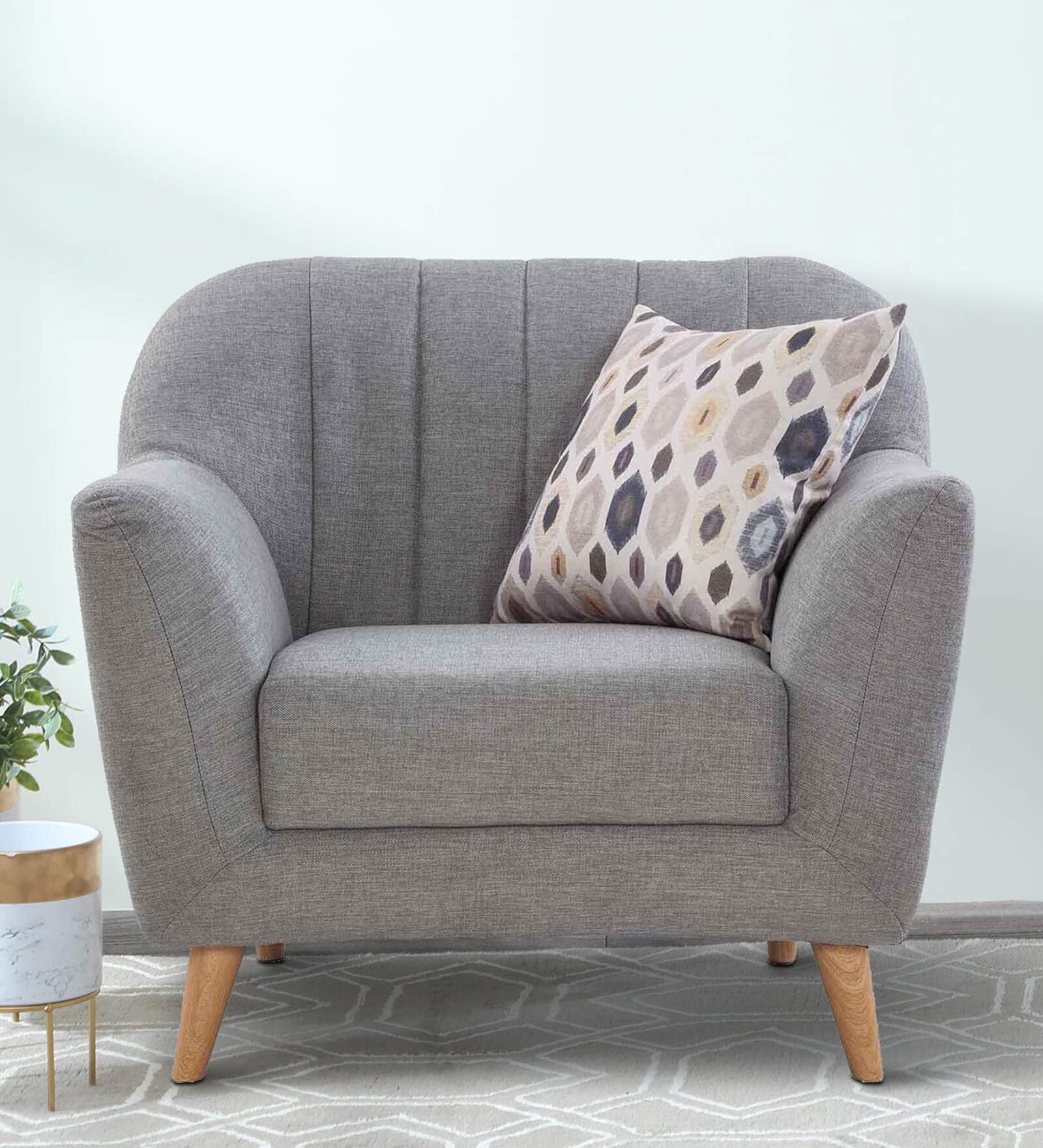 Buy Antalya Fabric 1 Seater Sofa in Grey Colour at 10% OFF by Casacraft ...