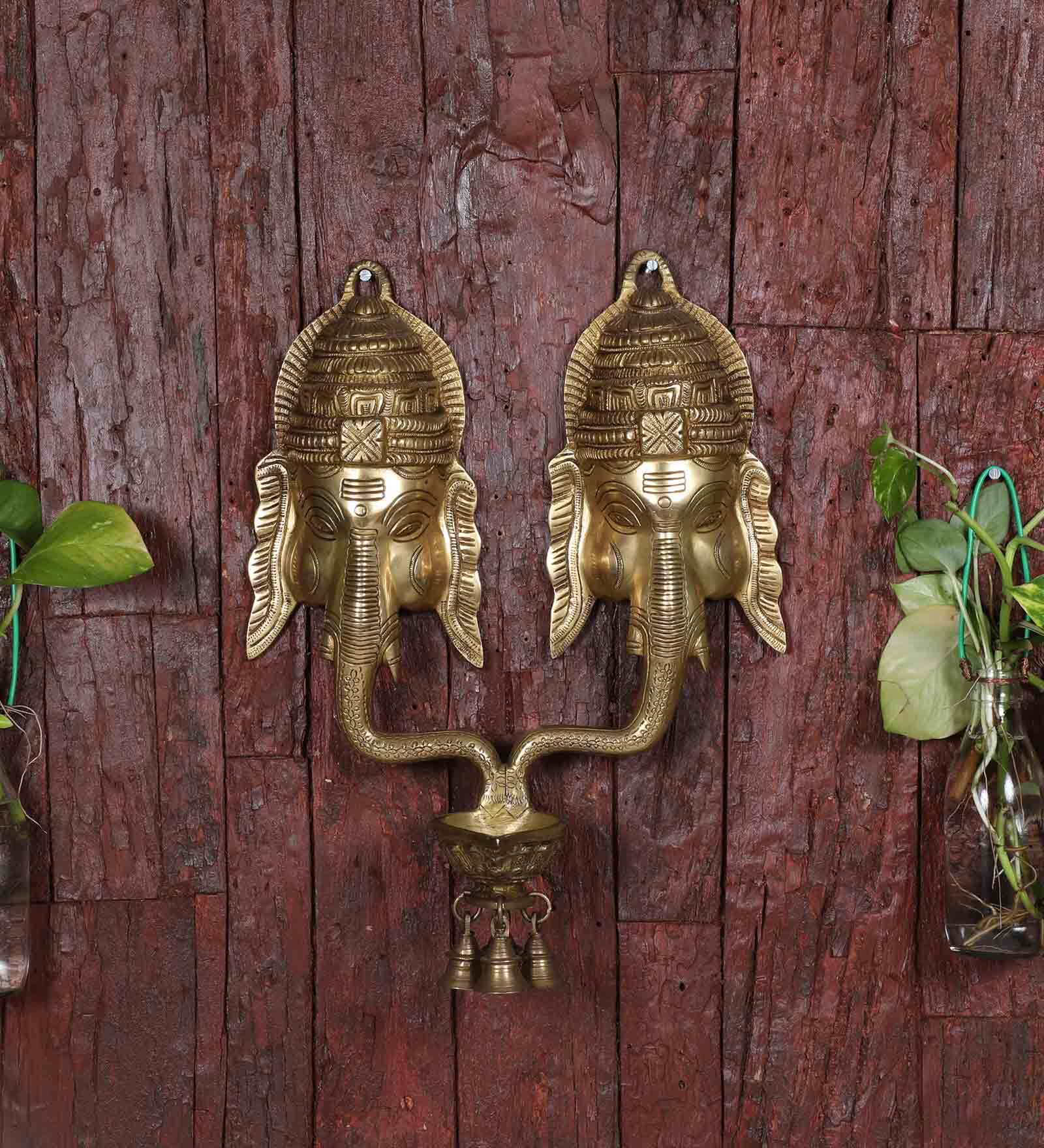 Buy Antique Brass 2 Face Diya Ganesha by Nirmitee at 24% OFF by ...