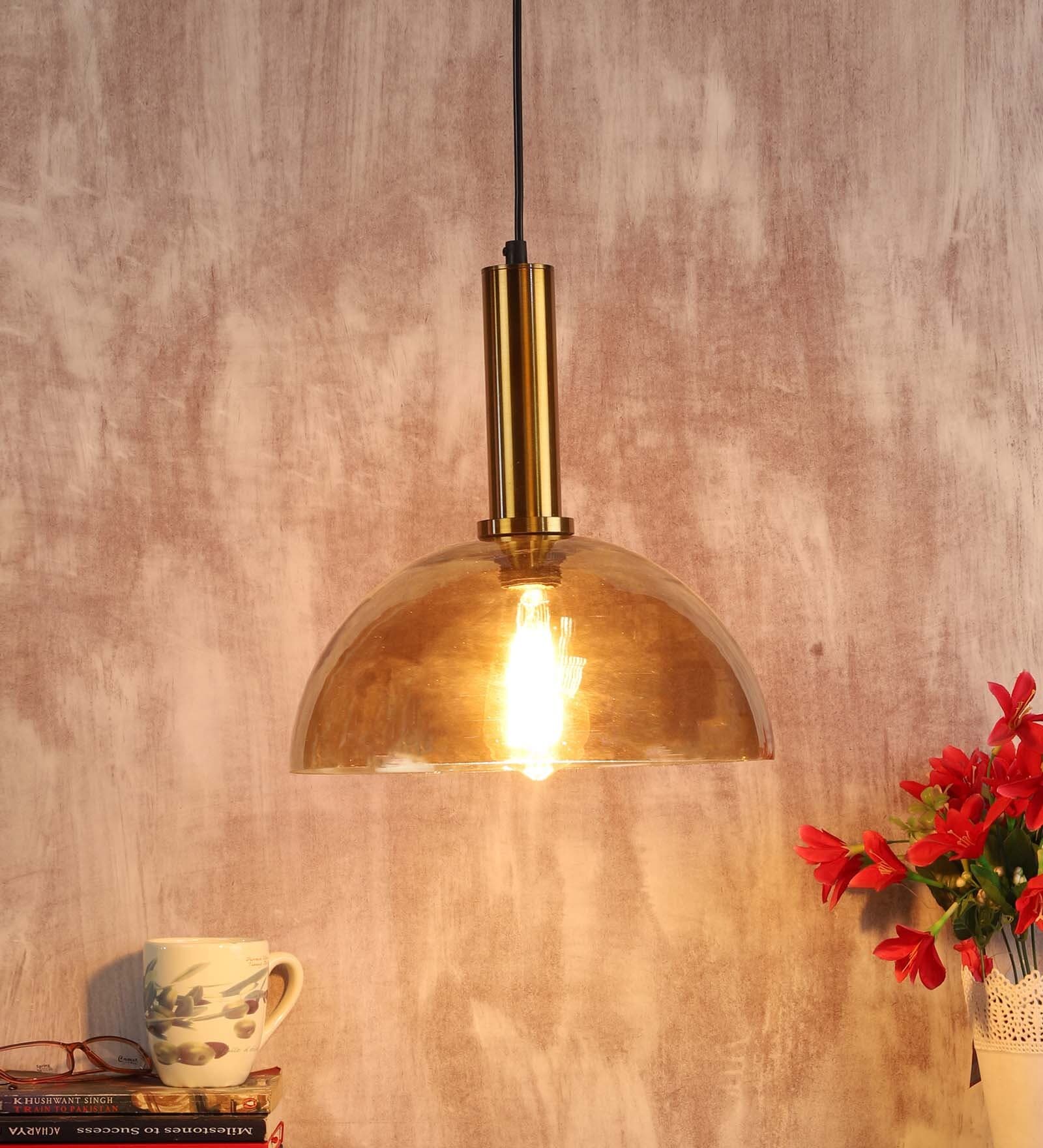 Buy Trento Antique Brass Metal Hanging Light by Imperial Glass Emporium ...
