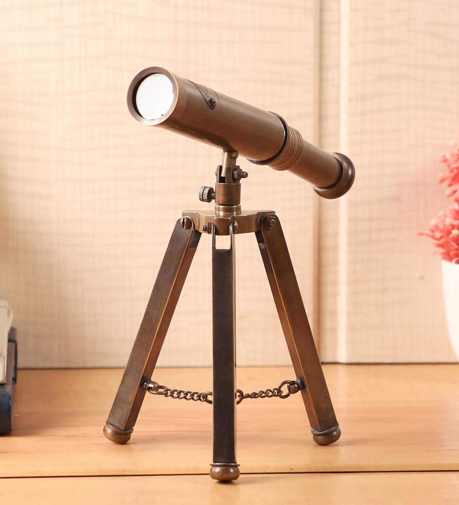 Buy Antique Brass Mini Telescope with Metal Tripod Stand Online ...