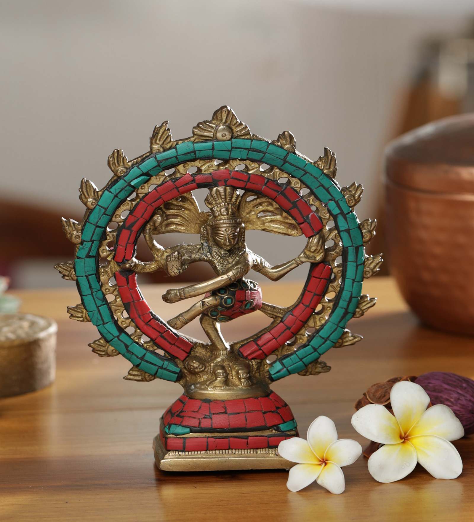 Buy Antique Brass Natraj With Stone Detailing by Amoliconcepts at 27% OFF by Amoliconcepts ...