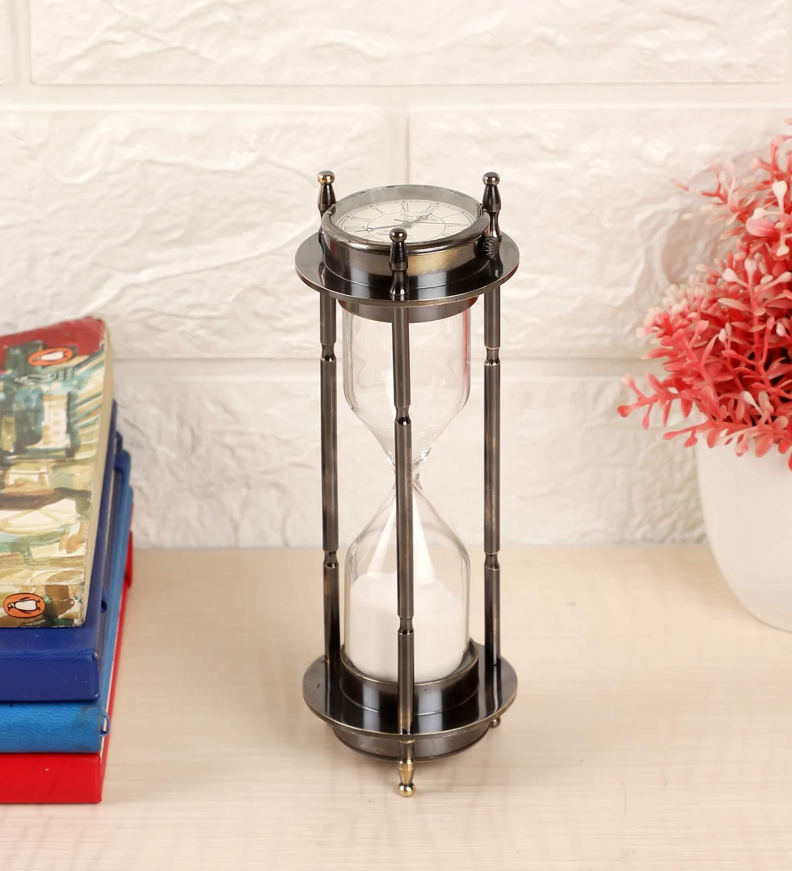 Buy Antique Brass Sand Timer With Watch And Compass at 15% OFF by Exim ...
