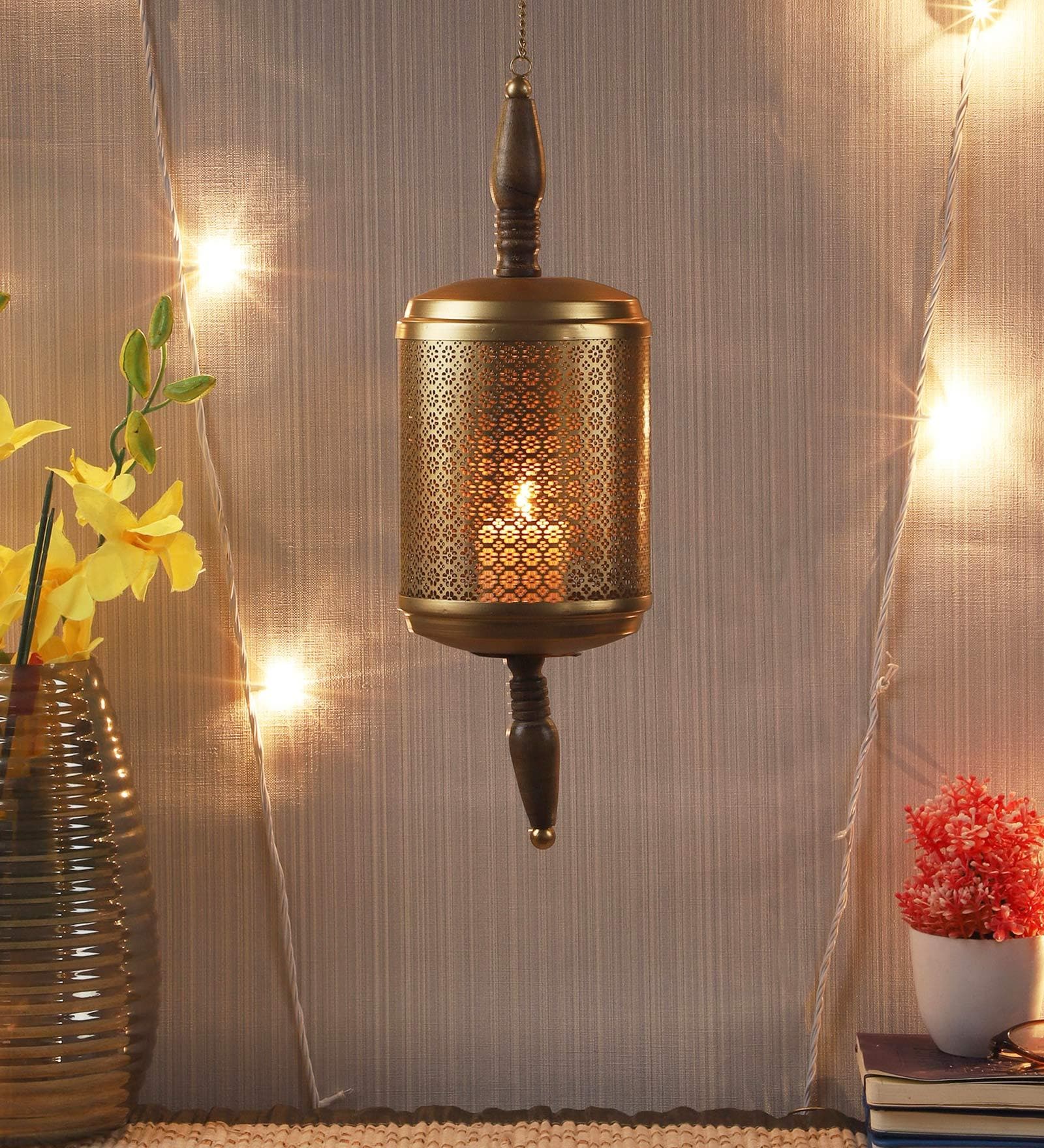 Buy Antique Gold Iron Hanging Tea Light Holder at 35% OFF by Courtyard ...