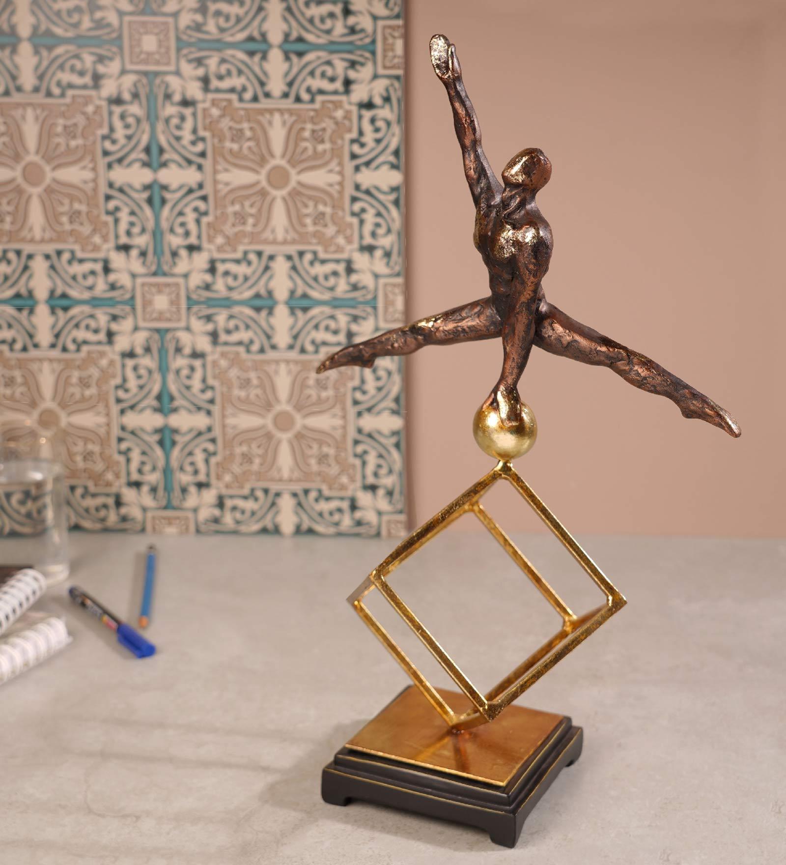 Buy Antique Gold Polyresin Actrobat Man Balancing on Ball Figurine ...