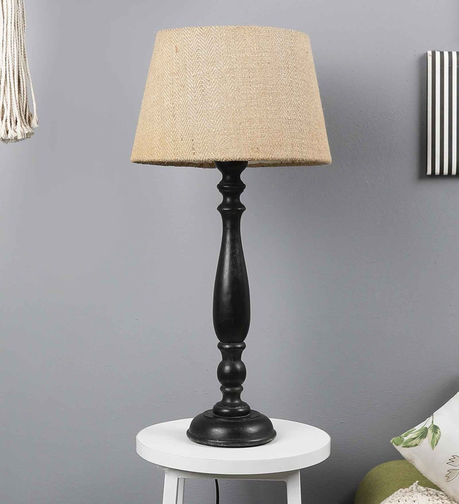 Buy Antique Hand Crafted Black Sleek Table Lamp With Shades By The D ...