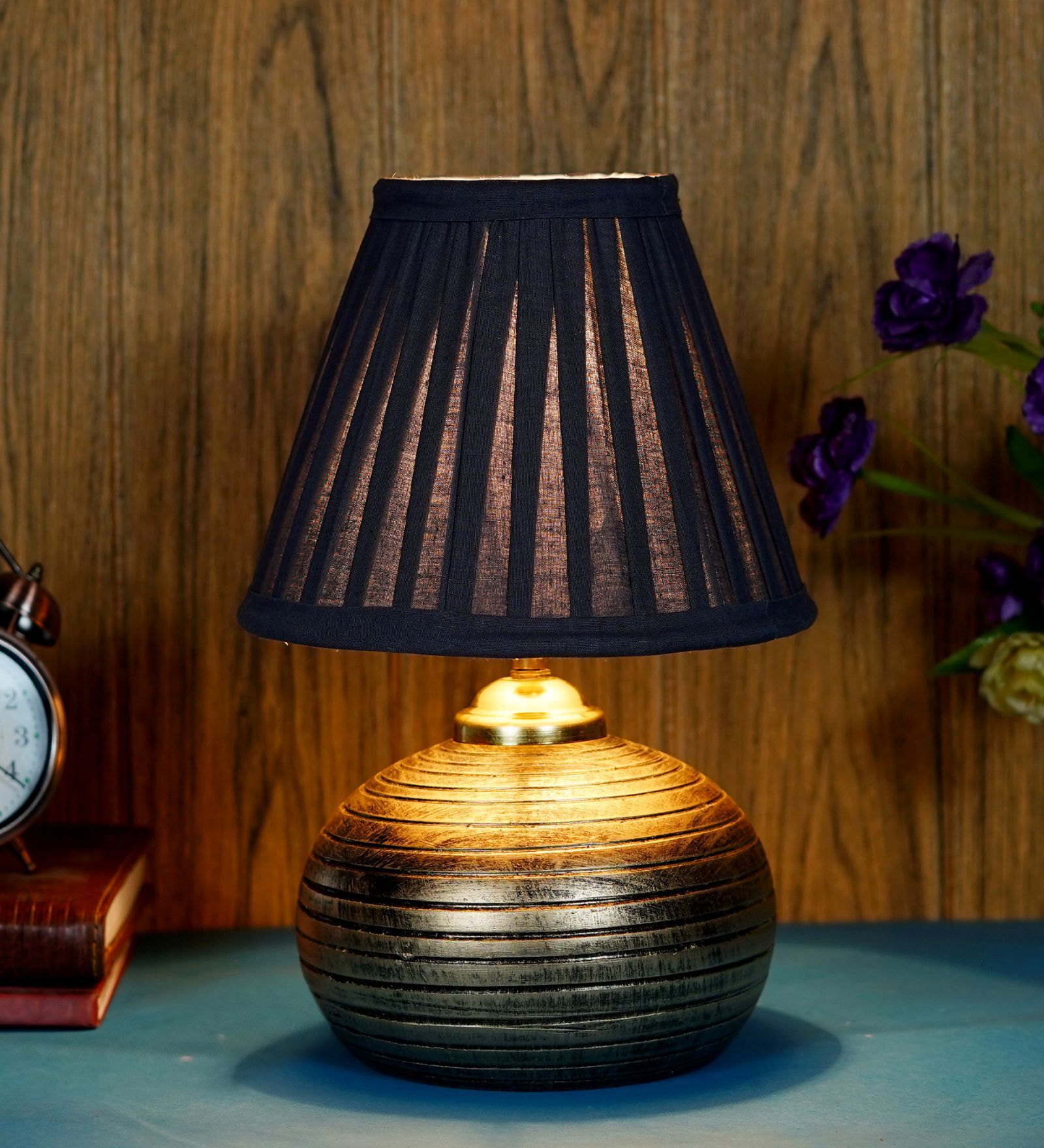 Buy Antique Terracotta & Cotton Grey Colour Table Lamp at 55% OFF by ...