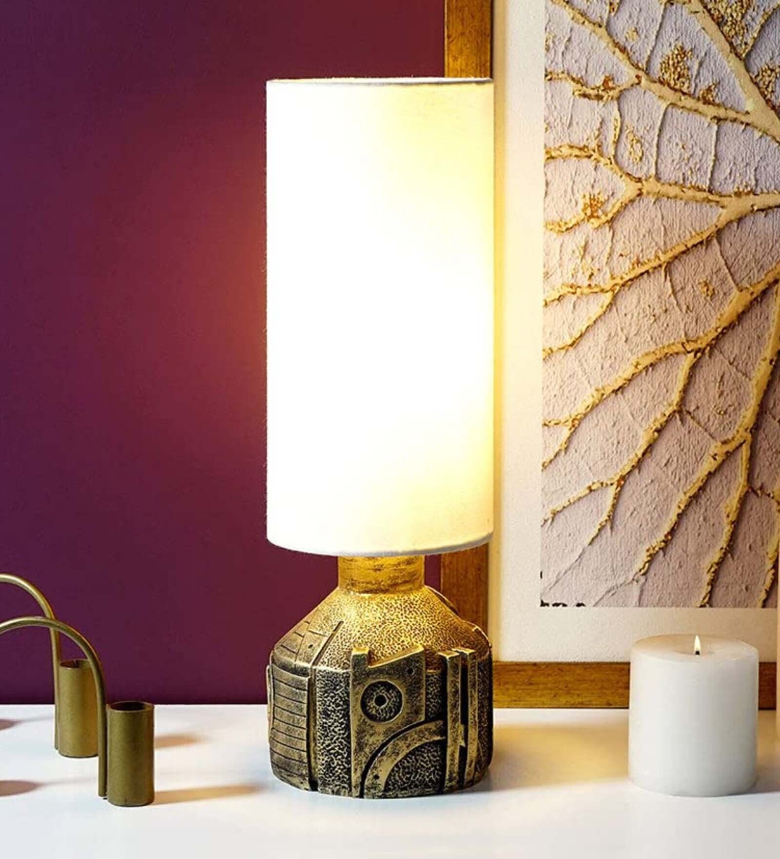 Buy Treasure Hunter White Shade Table Lamp With Cotton Base by The ...