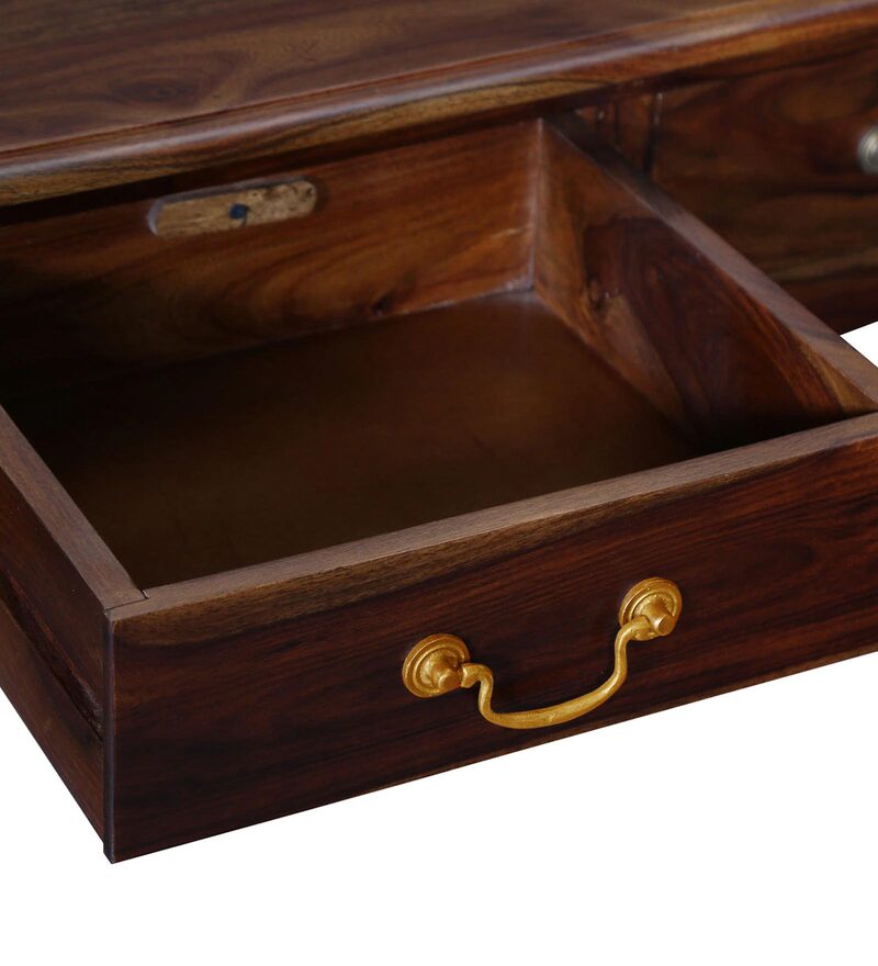 Buy Anne Sheesham Wood Writing Table In Provincial Teak Finish By ...